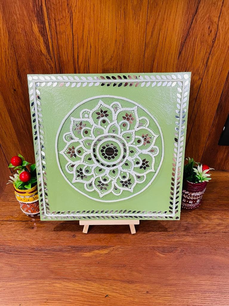 Mud Mirror Art of Green Color ,wall Decor,home Decor,gifting,evil Eye ...