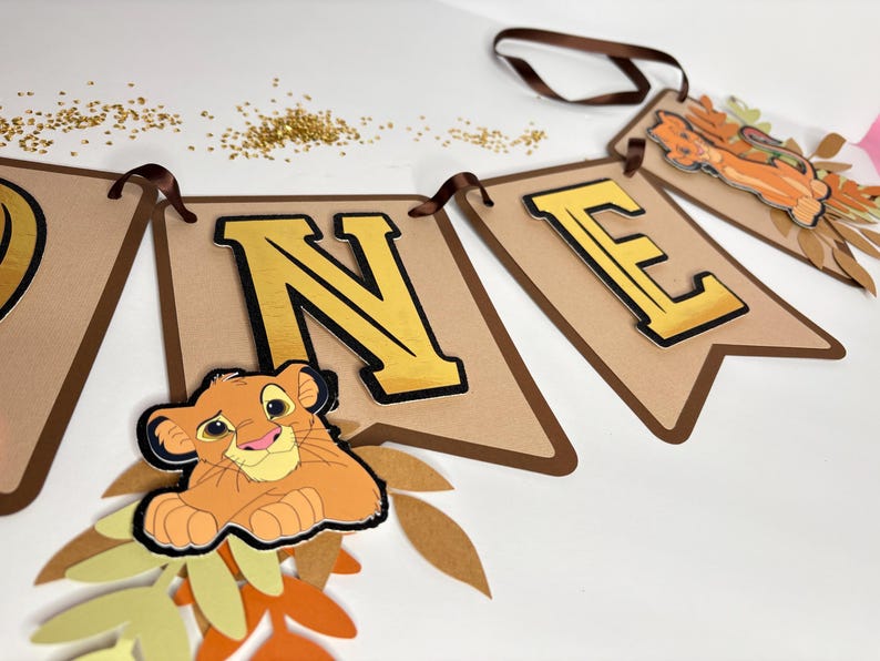 Lion First Birthday Banner, Simba Banner , One Birthday Banner - Etsy