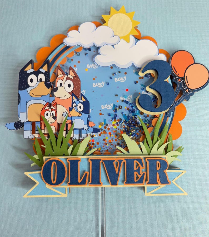 Bluey Cake Topper, Bluey Cake Shaker Cake Topper, Bluey Birthday, Bluey ...