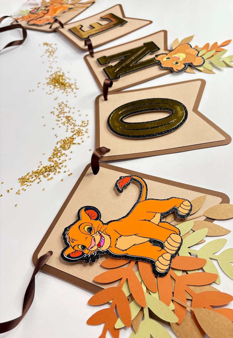 Lion First Birthday Banner, Simba Banner , One Birthday Banner - Etsy