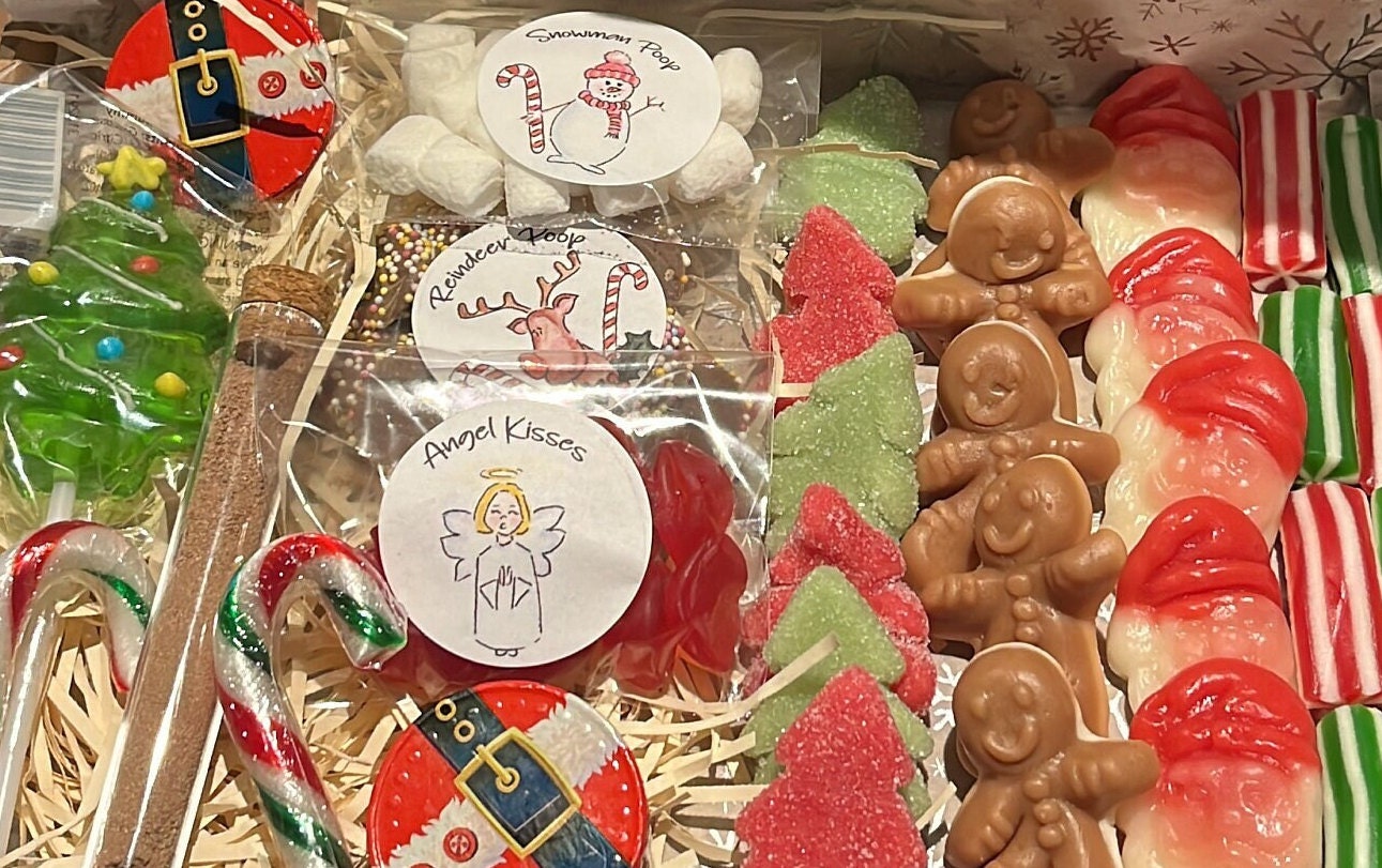 Personalised Christmas Sweets Gift Box With Hand-drawn Festive - Etsy UK