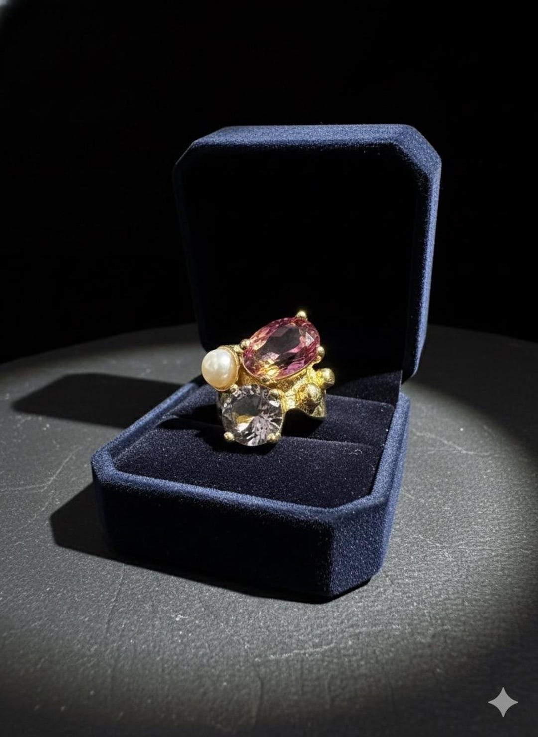Gold Plated Cluster Ring: Multi-gemstone, Personalized Design, Brass ...