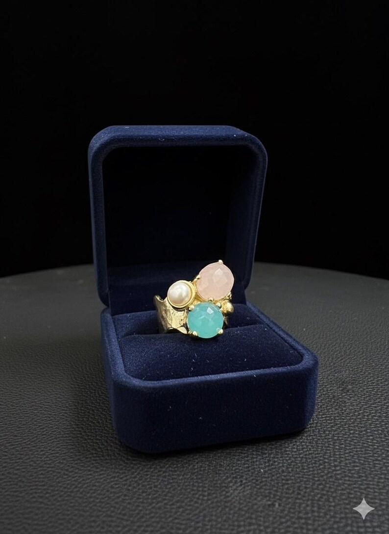 Gold Plated Cluster Ring: Multi-gemstone, Personalized Design, Brass ...
