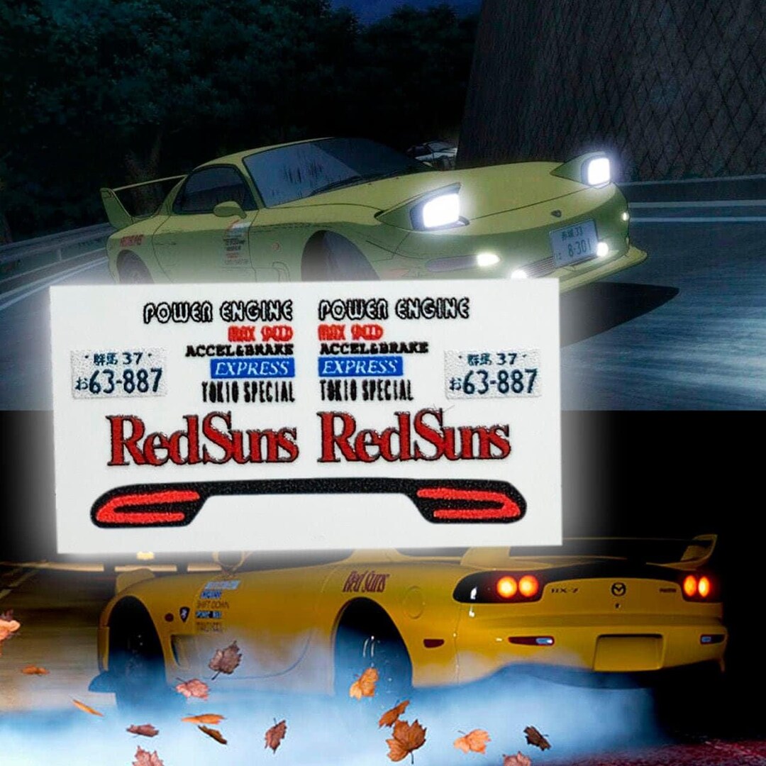 Initial D Yellow Red Suns RX7 Waterslide Decals 1:64 - Etsy
