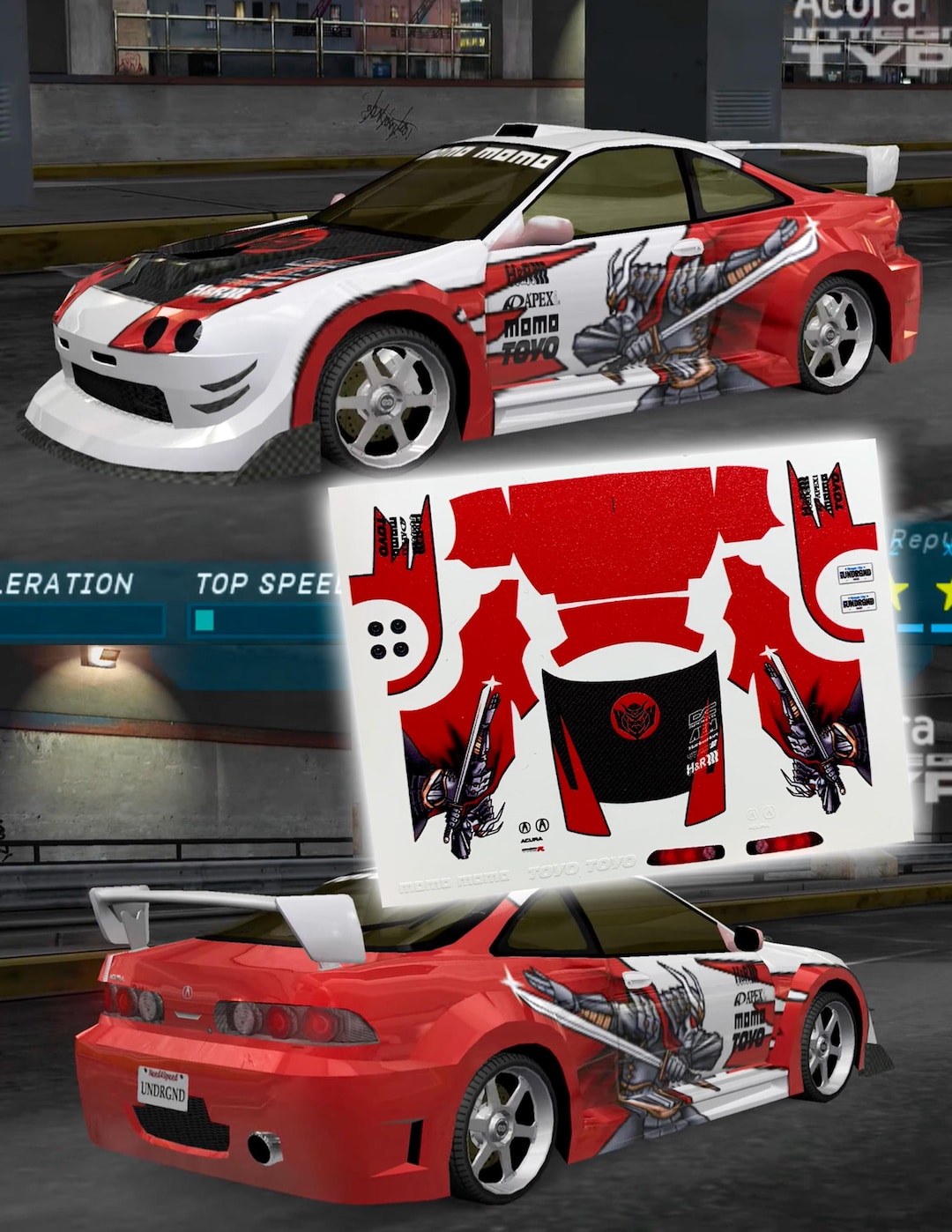 1/64 NFS Underground Vortex Acura Integra Samurai 1:64 Waterslide ...