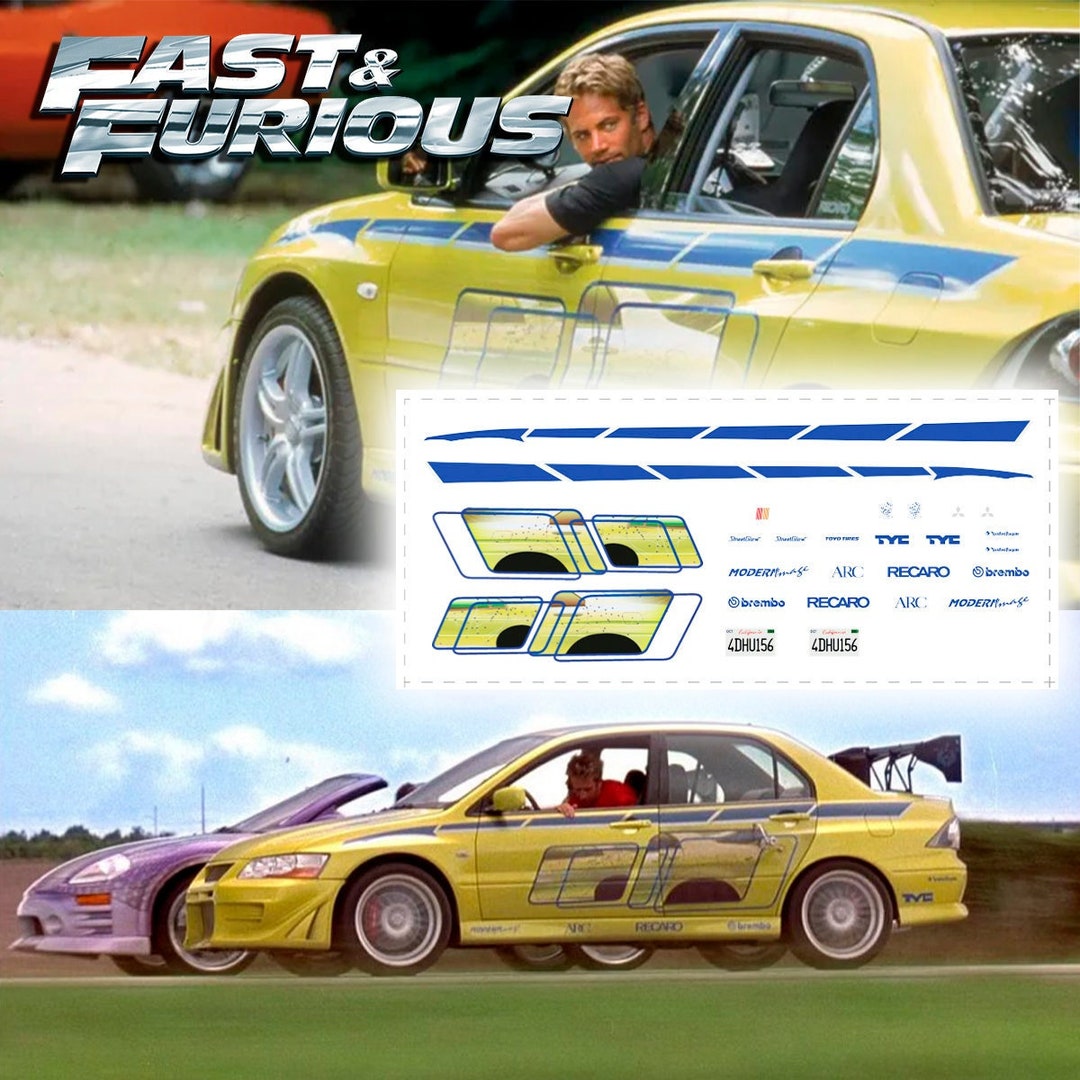 1/64 1/24 Fast&furious Brian's Lancer Evo Waterslide Decals 1:64 - Etsy