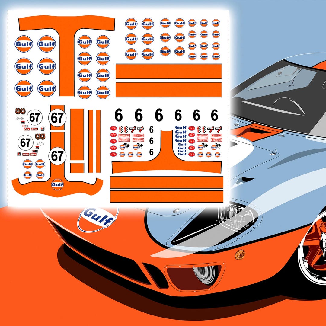 Gulf Racing Livery White Toner Waterslide Decals for HW 1:64 Gulf ...