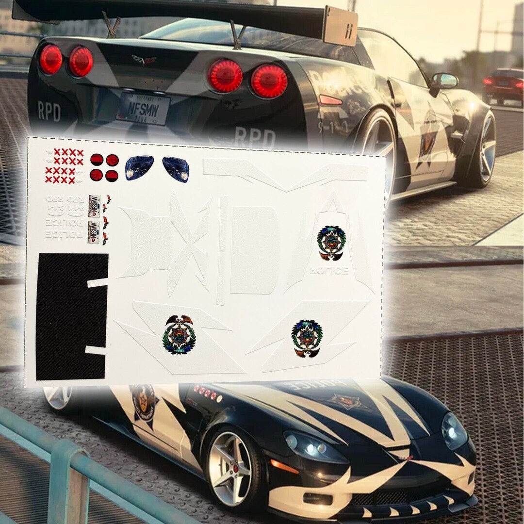 Need for Speed Most Wanted Cross' Corvette Waterslide Decals 1:64 for ...
