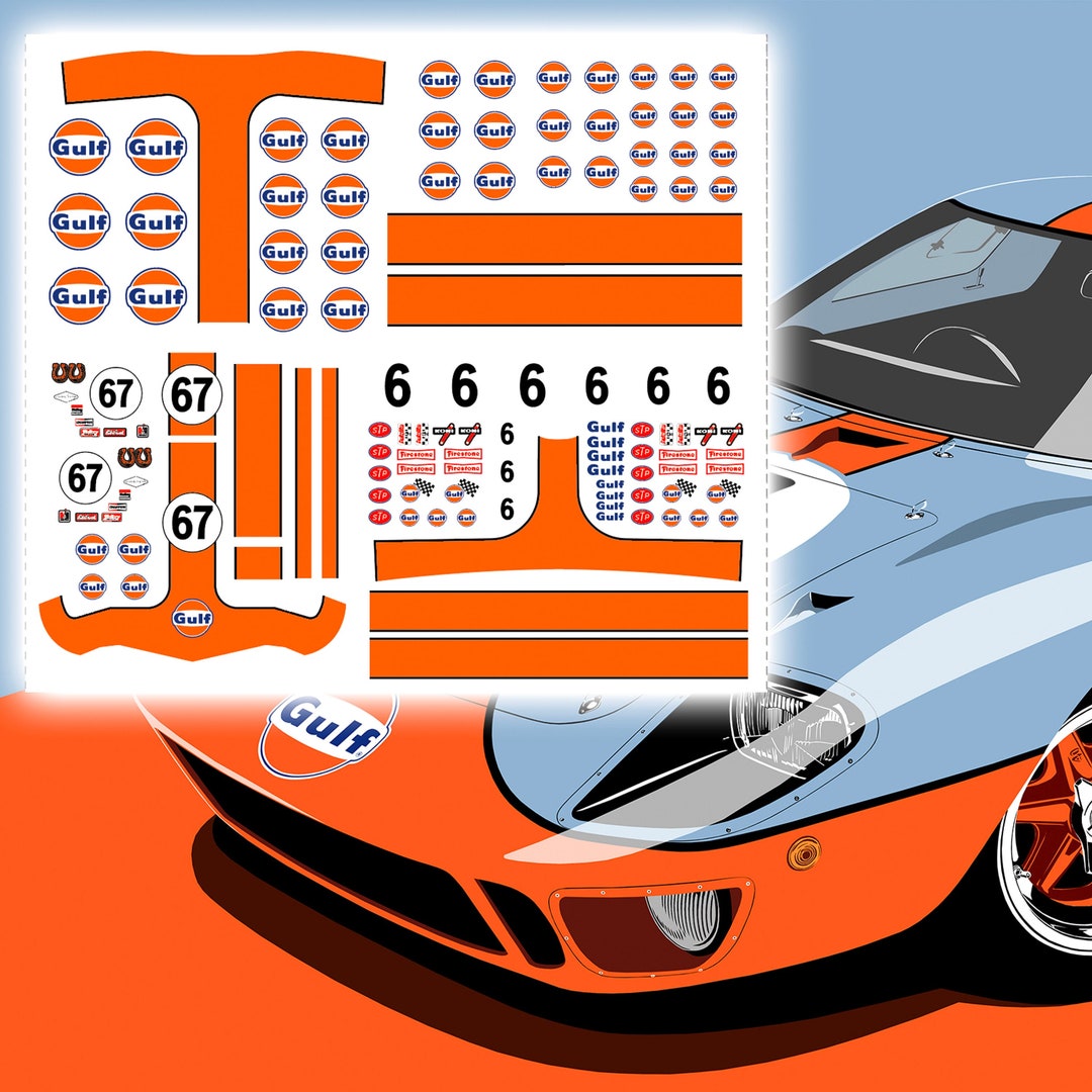 Gulf Racing Livery Waterslide Decals for Hot Wheels/matchbox 1:64 Gulf ...