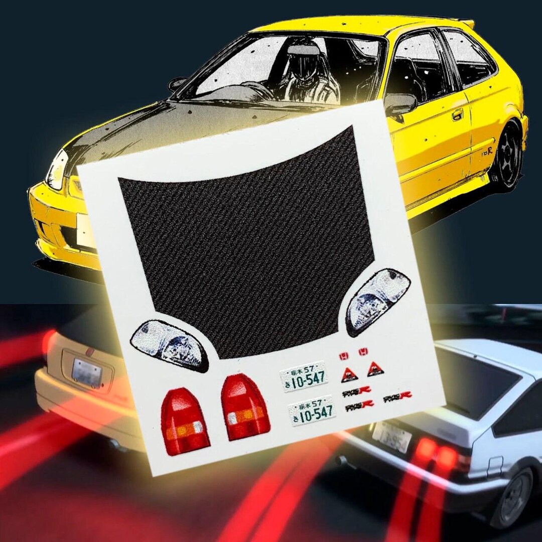 1:64 Honda Civic Ek9 Type R Decal Set Carbon Fiber Hood/headlights/tail ...