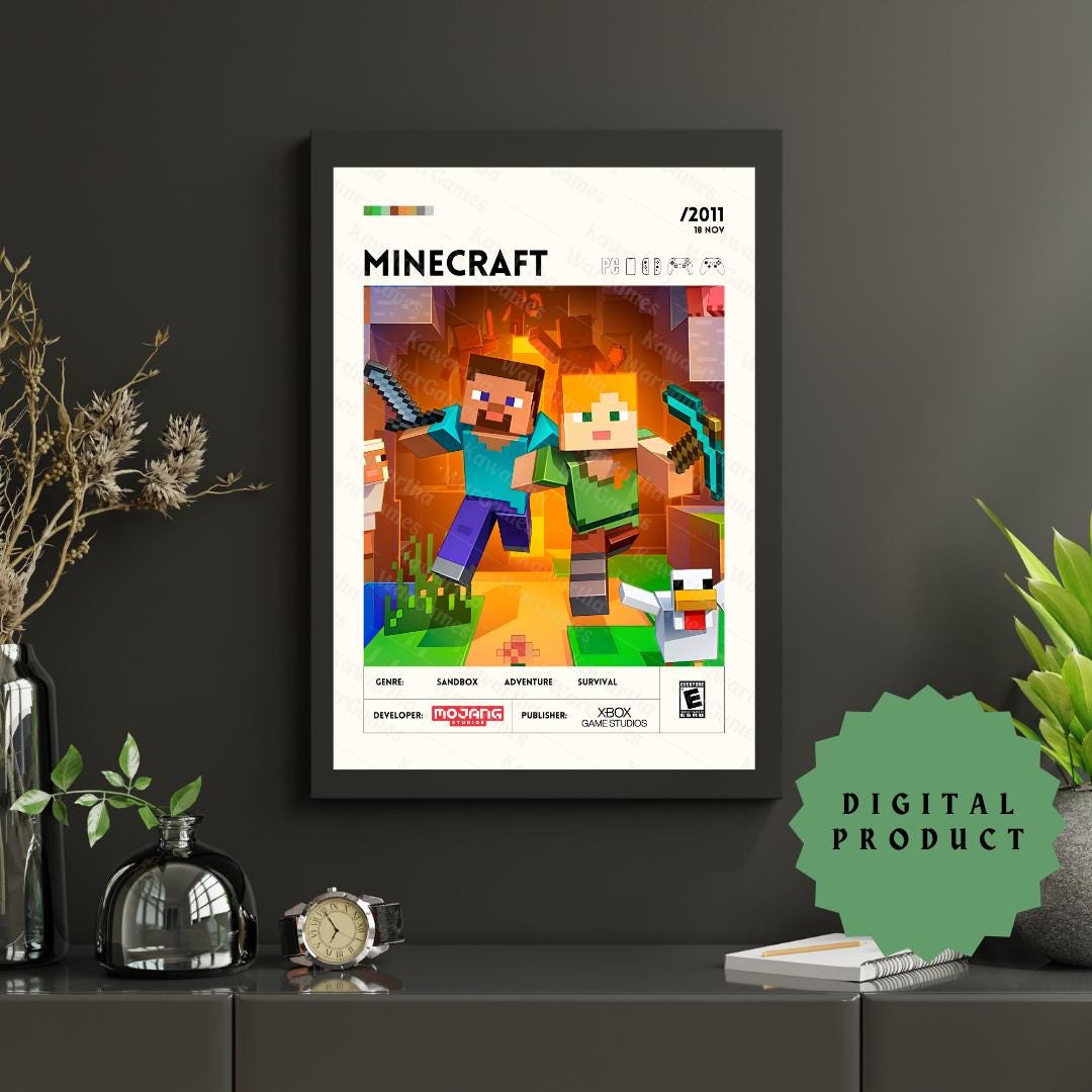 Minecraft Poster: Wall Art, Video Game Print, High Resolution. Digital ...