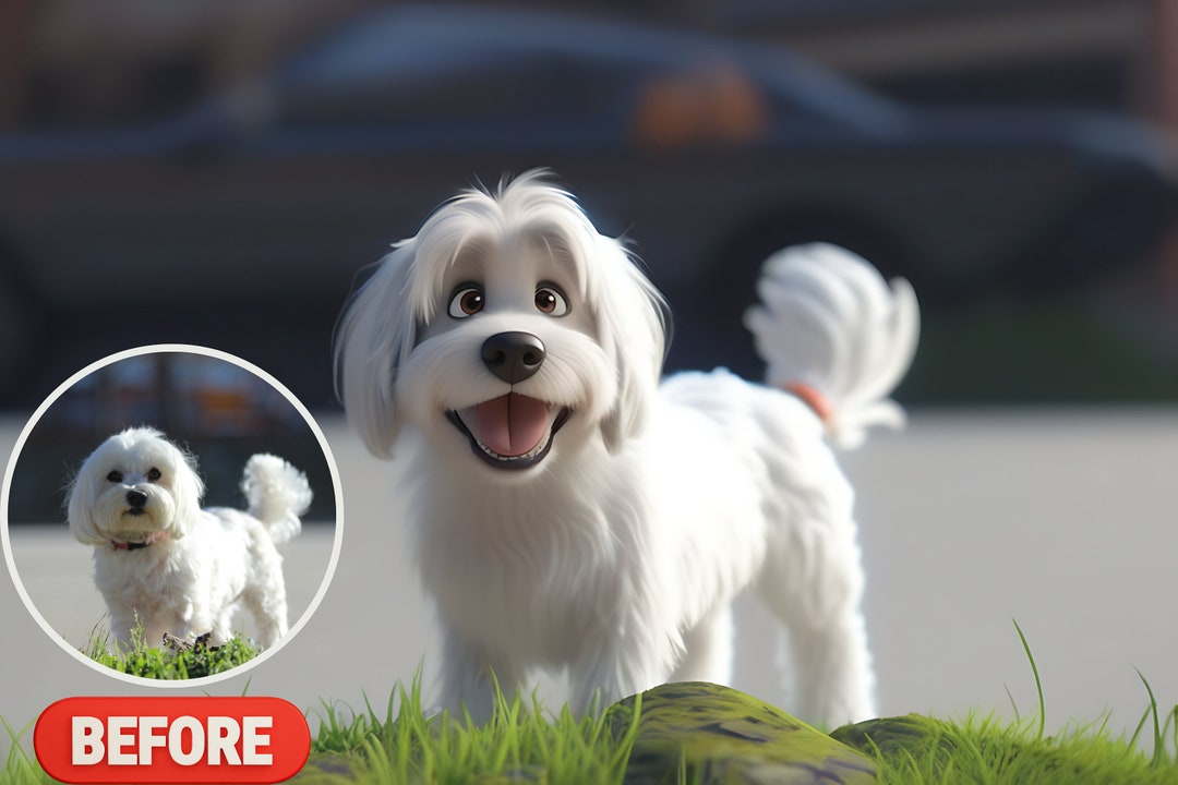 Custom Pixar Style Pet Photography From Photo, Custom Pet Drawing ...