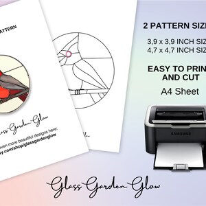 Cardinal Bird Ornament Stained Glass Pattern PDF PNG Printable File ...