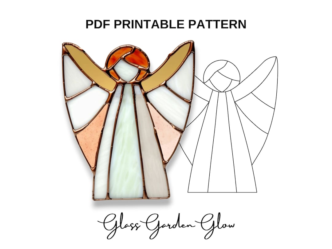 Cute Christmas Angel Ornamnet Stained Glass Pattern PDF PNG Printable ...