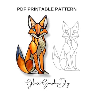 Fox Ornament Stained Glass Pattern PNG PDF Printable Digital Download ...