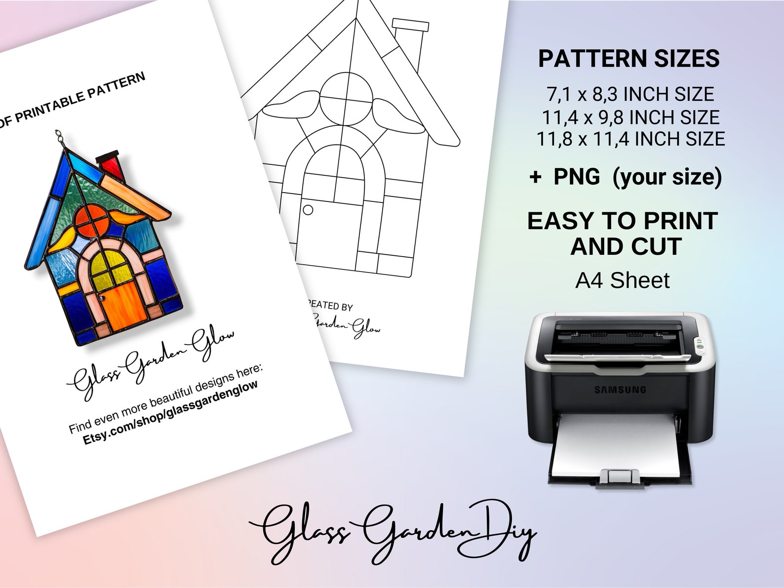 Stained Glass House Pattern PDF DIY Printable Template - Etsy