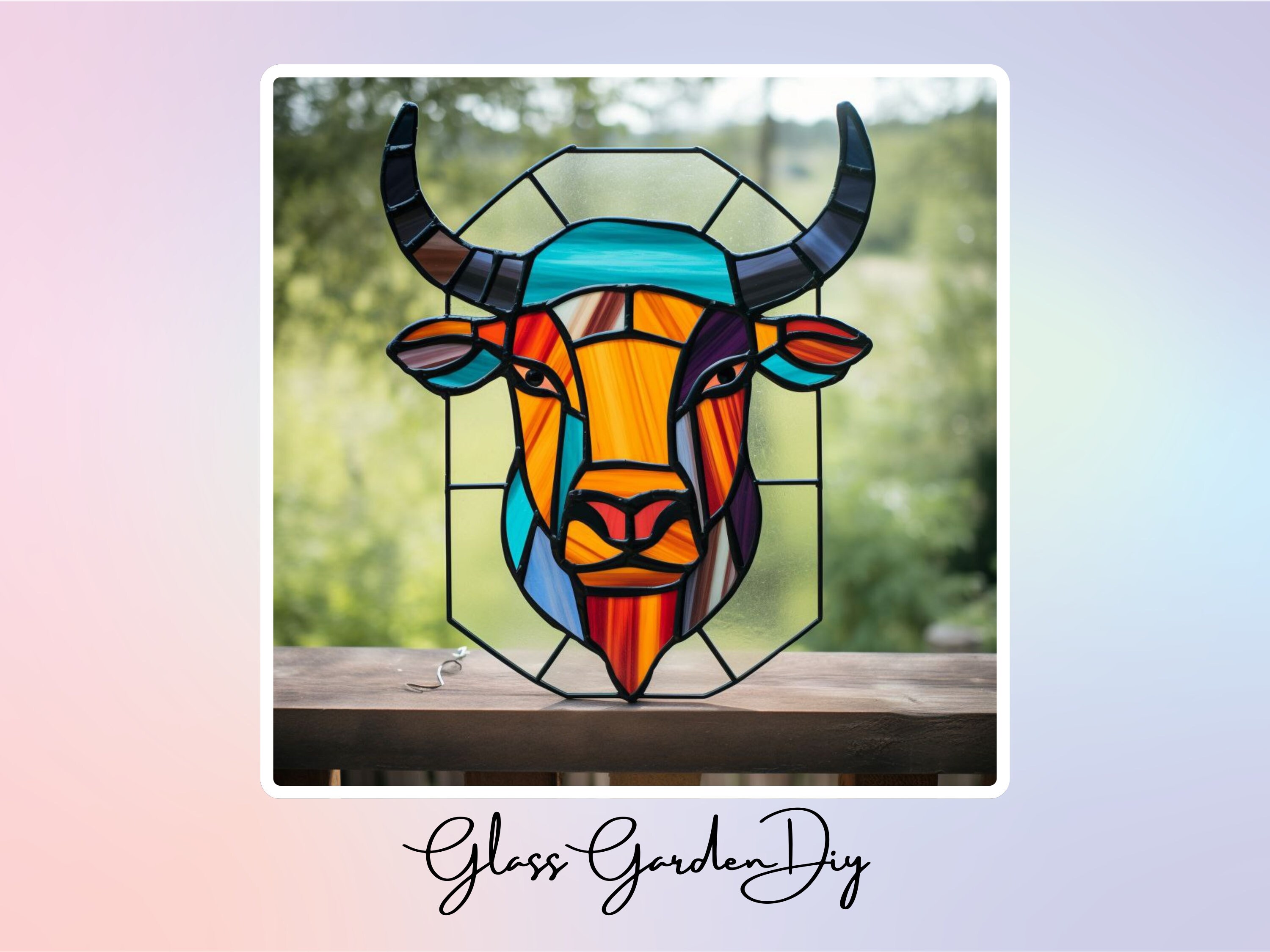 Yak Cow Head Ornament Stained Glass Pattern PDF Printable - Etsy