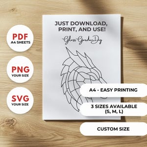 Stained Glass Dragon Pattern, DIY Fantasy Suncatcher, PDF PNG Digital ...