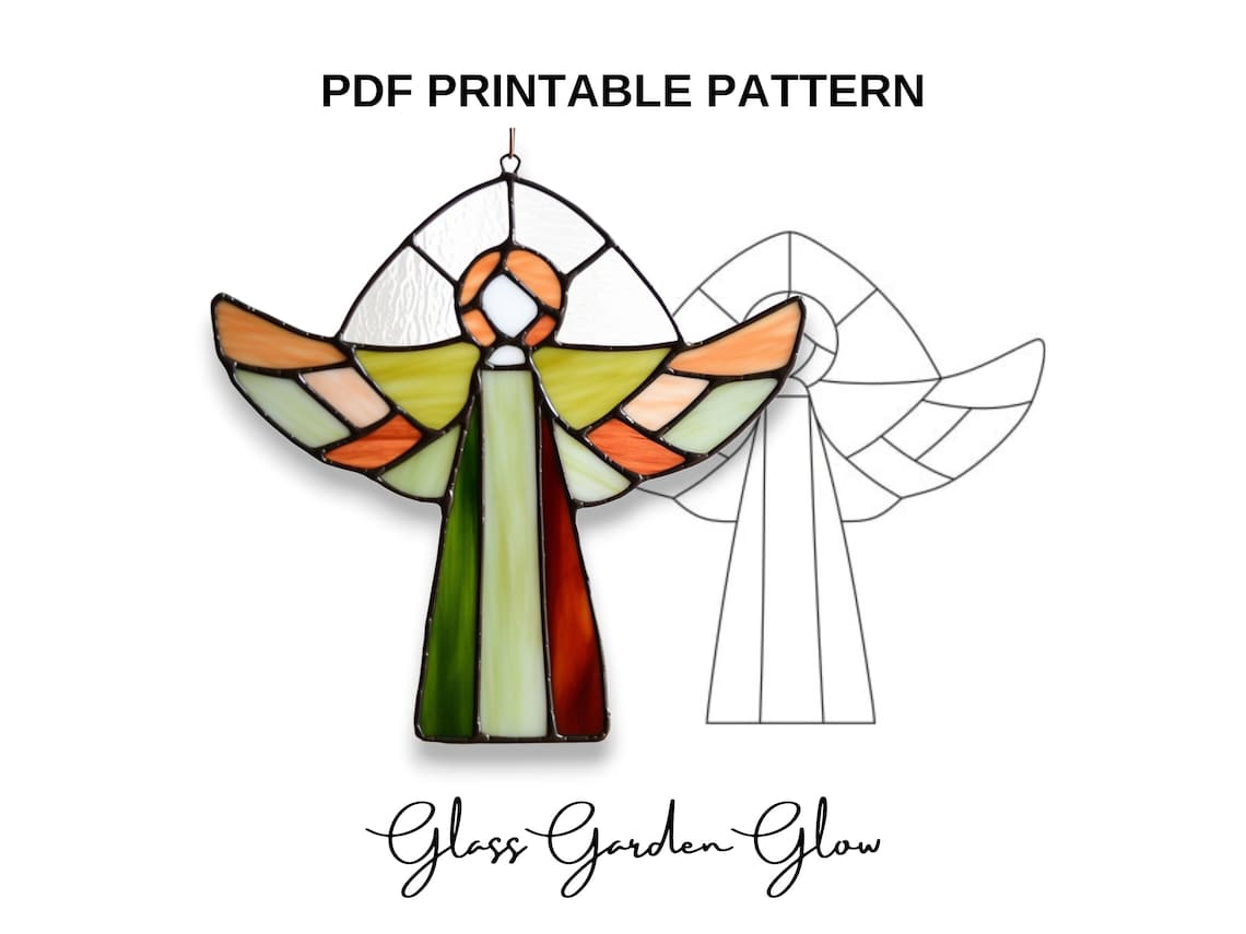 Christmas Angel Ornament Stained Glass Pattern PDF Printable Digital ...