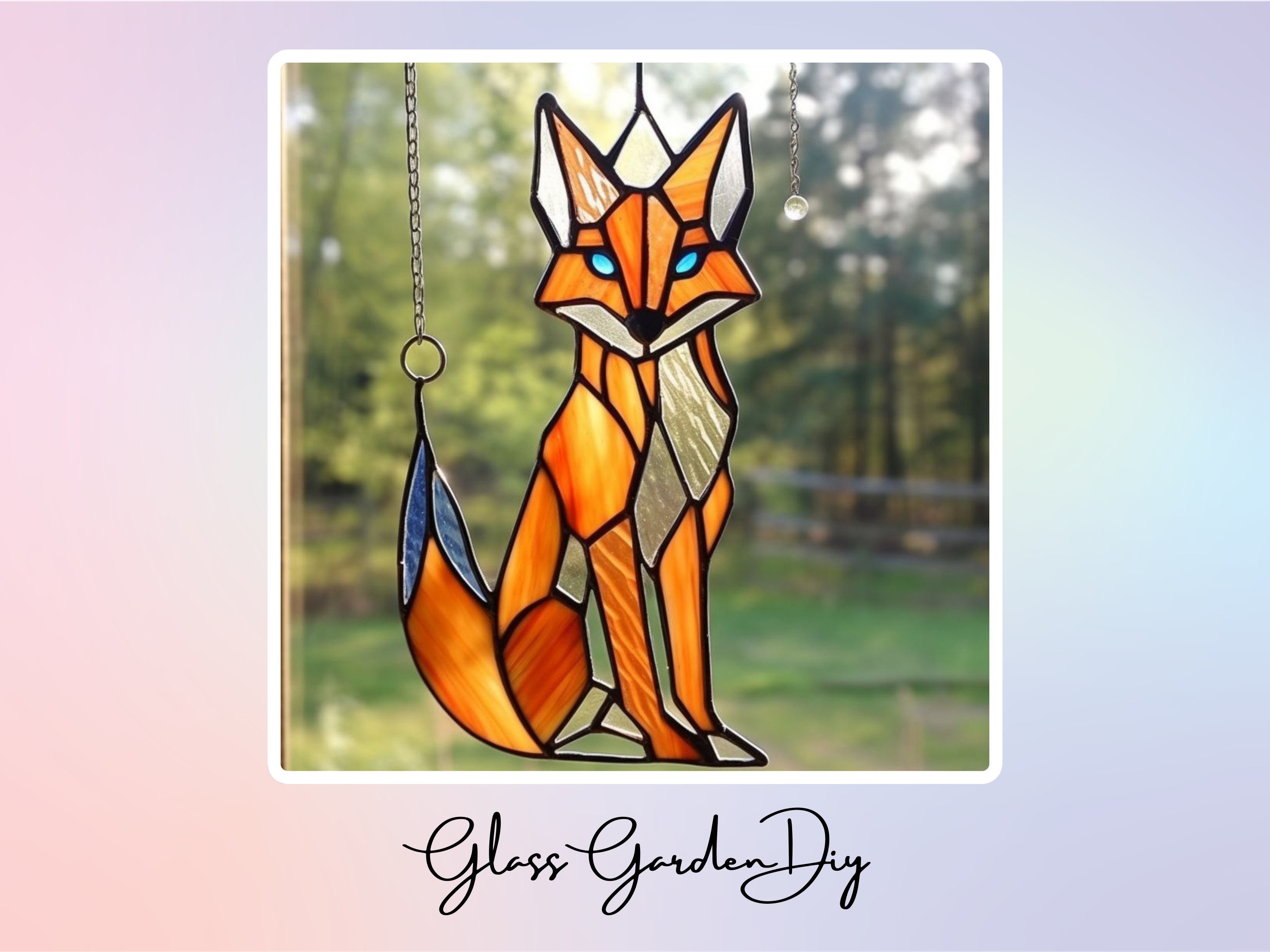 Fox Ornament Stained Glass Pattern PNG PDF Printable Digital Download ...