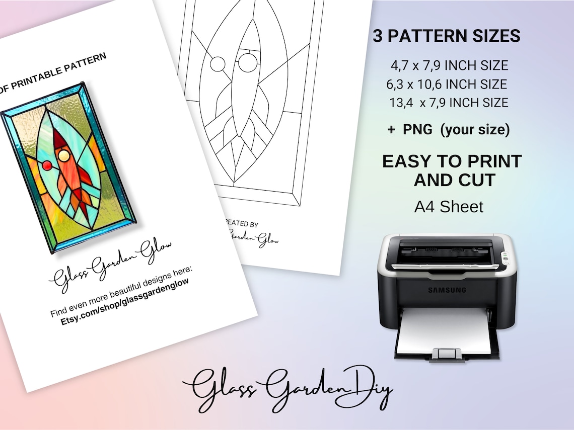 Rocket Spaceship in a Frame Ornament Stained Glass Pattern PDF PNG ...
