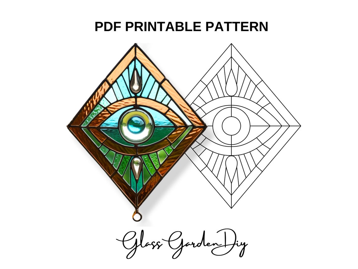 Evil Eye Amulet Ornament Stained Glass Pattern PNG PDF - Etsy
