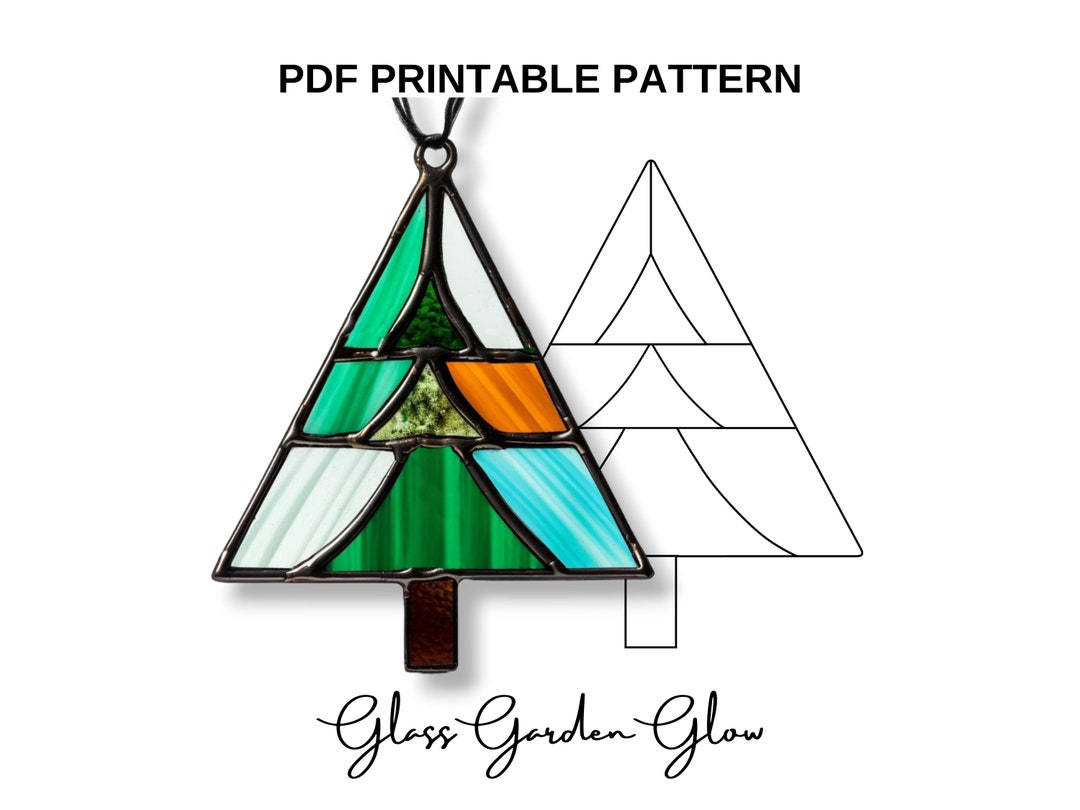 Triangle Christmas Tree Ornament Stained Glass Pattern PNG PDF ...