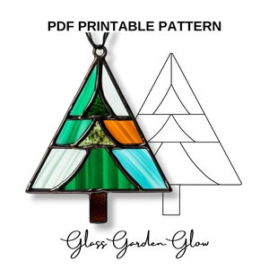 Triangle Christmas Tree Ornament Stained Glass Pattern PNG PDF ...