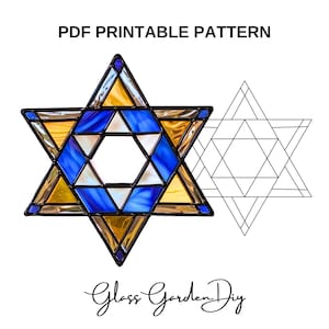 Star of David Jewish Symbol Stained Glass Pattern PDF PNG Printable ...