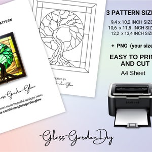 Tree of Life Oak Ornament in a Frame Stained Glass Pattern PNG PDF ...