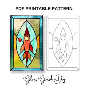 Rocket Spaceship in a Frame Ornament Stained Glass Pattern PDF PNG ...