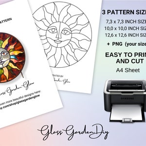 Medieval Sun in a Circle Frame Ornament Stained Glass Pattern PNG PDF ...