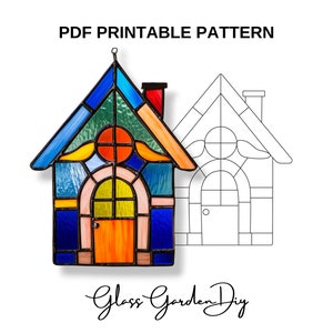 Stained Glass House Pattern PDF DIY Printable Template - Etsy