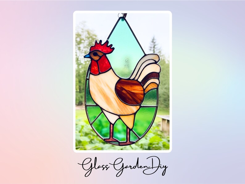 Rooster Ornament Stained Glass Pattern PNG PDF Printable Digital ...