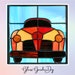 Vintage Car Stained Glass Pattern PDF PNG Printable File Digital ...