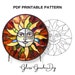 Medieval Sun in a Circle Frame Ornament Stained Glass Pattern PNG PDF ...