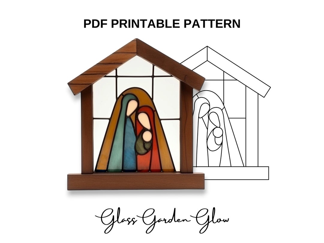 Nativity Scene Christmas Ornament Stained Glass Pattern PDF PNG ...