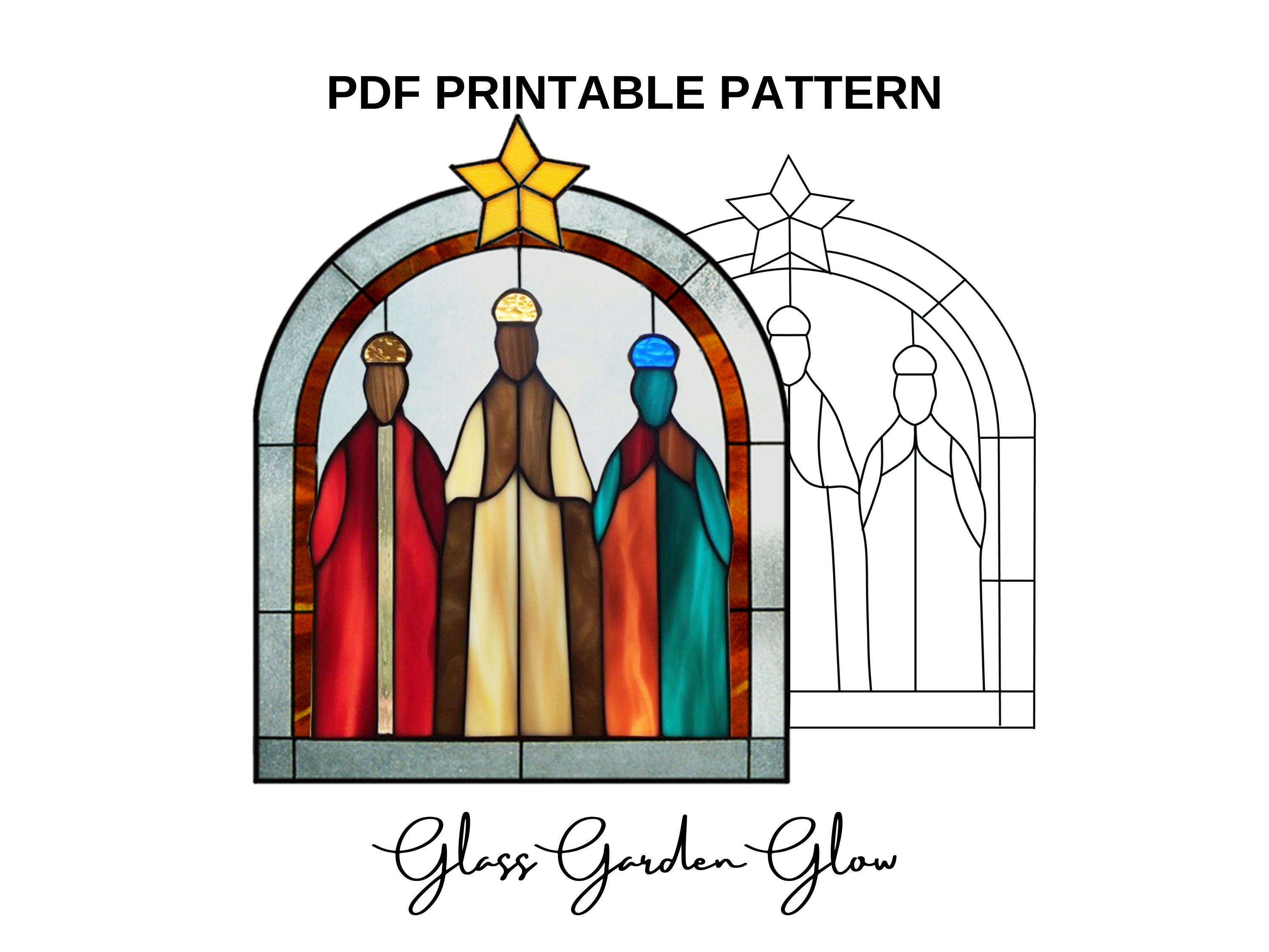 Three Kings Nativity Scene Christmas Ornament Stained Glass Pattern PDF ...