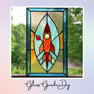 Rocket Spaceship in a Frame Ornament Stained Glass Pattern PDF PNG ...