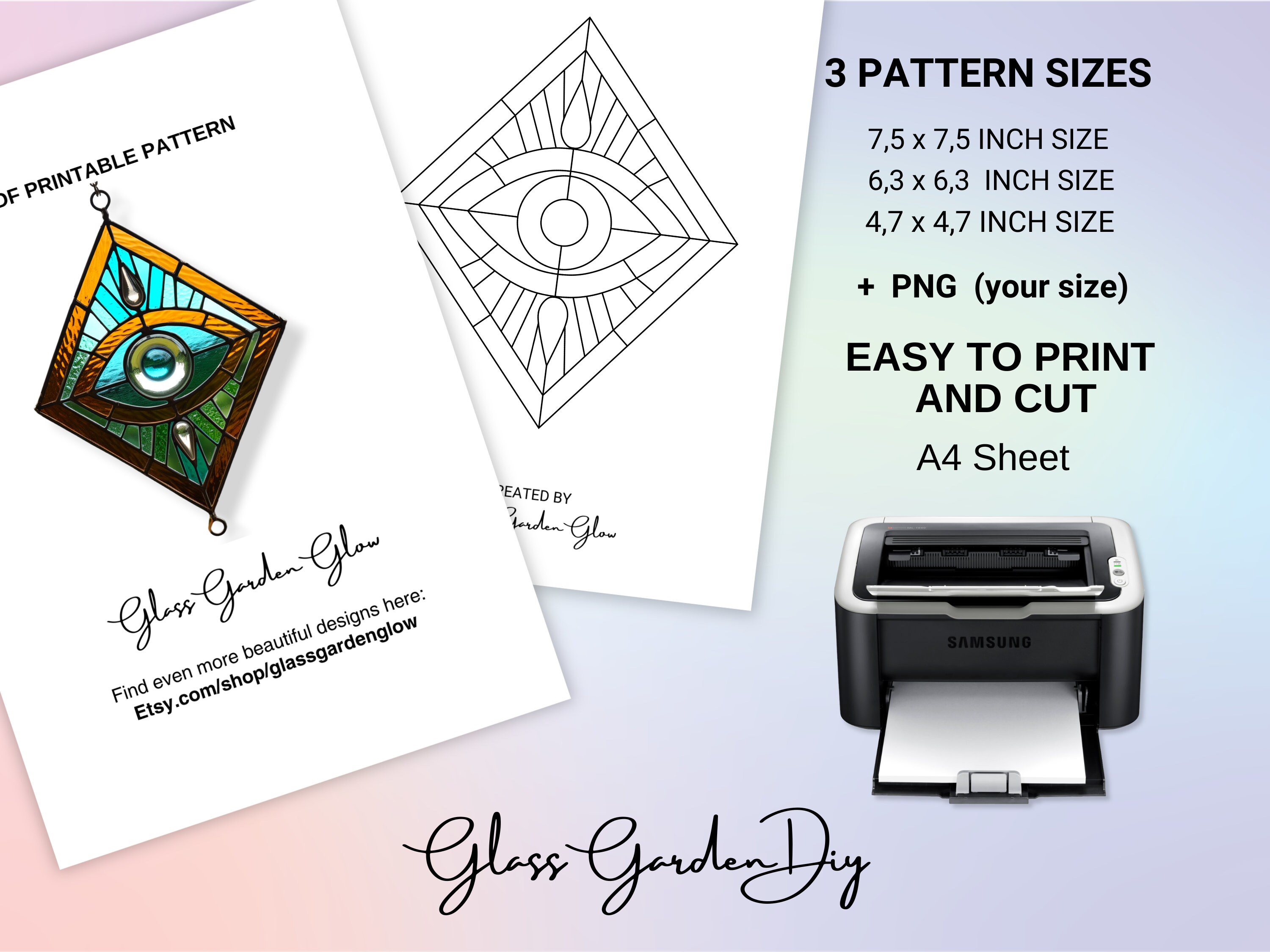 Evil Eye Amulet Ornament Stained Glass Pattern PNG PDF - Etsy