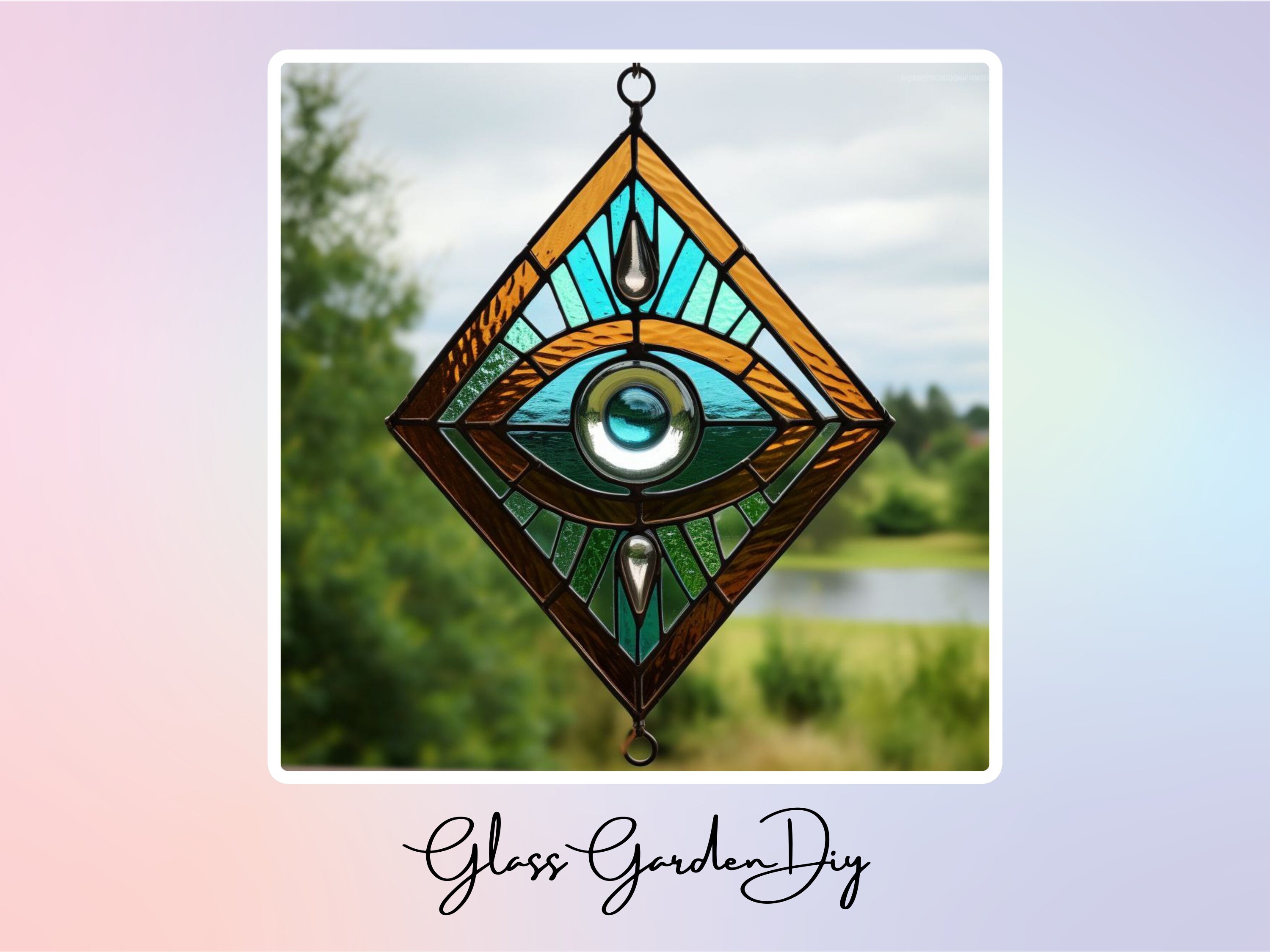 Evil Eye Amulet Ornament Stained Glass Pattern PNG PDF - Etsy
