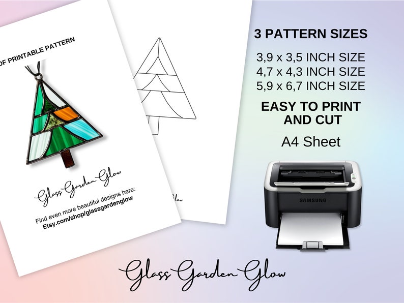 Triangle Christmas Tree Ornament Stained Glass Pattern PNG PDF - Etsy