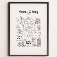 Personalized Couple Map Timeline | Digital Map for Couples ...