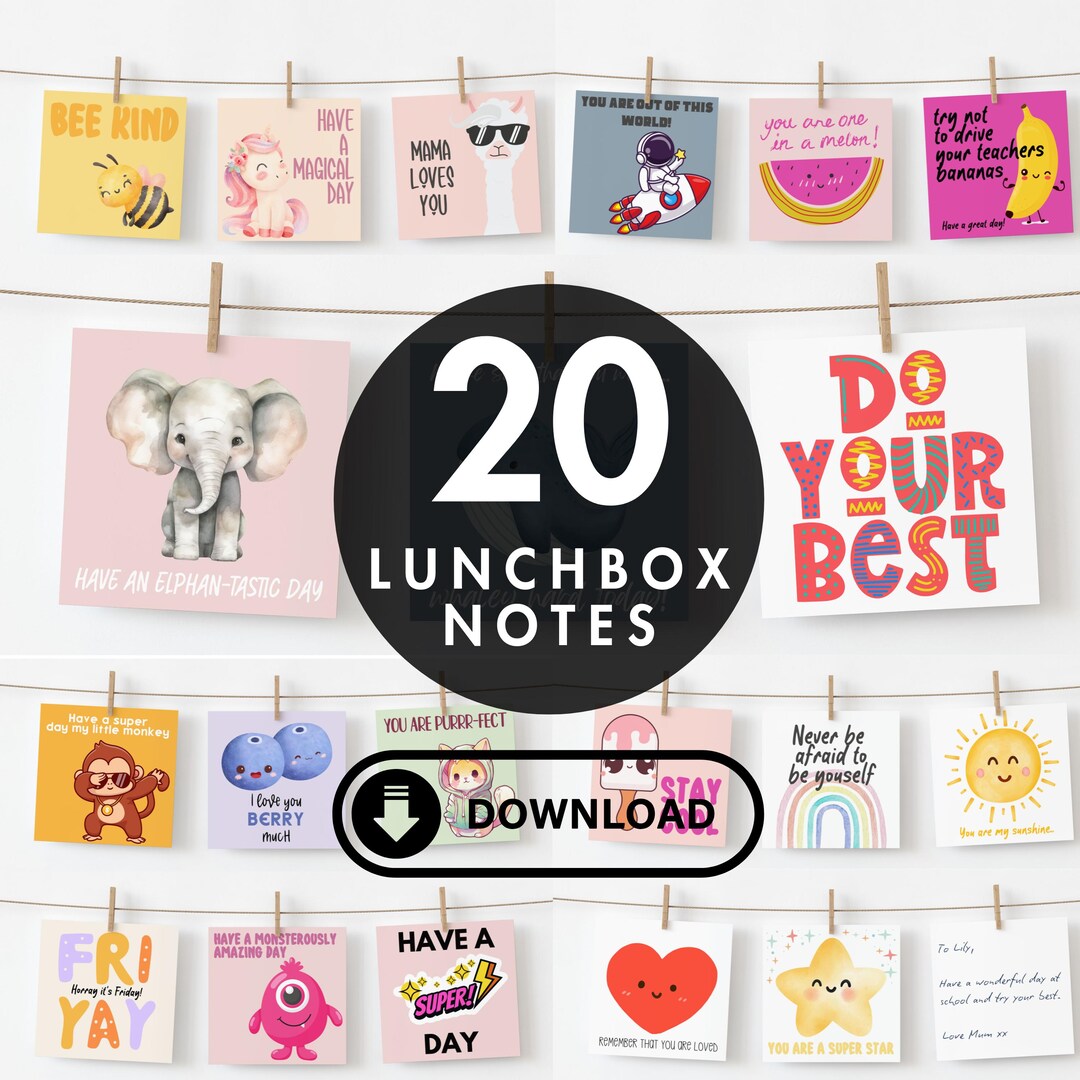 Lunch Box Notes for Kids, Lunchbox Notes for Girls, Encouraging, Notes ...
