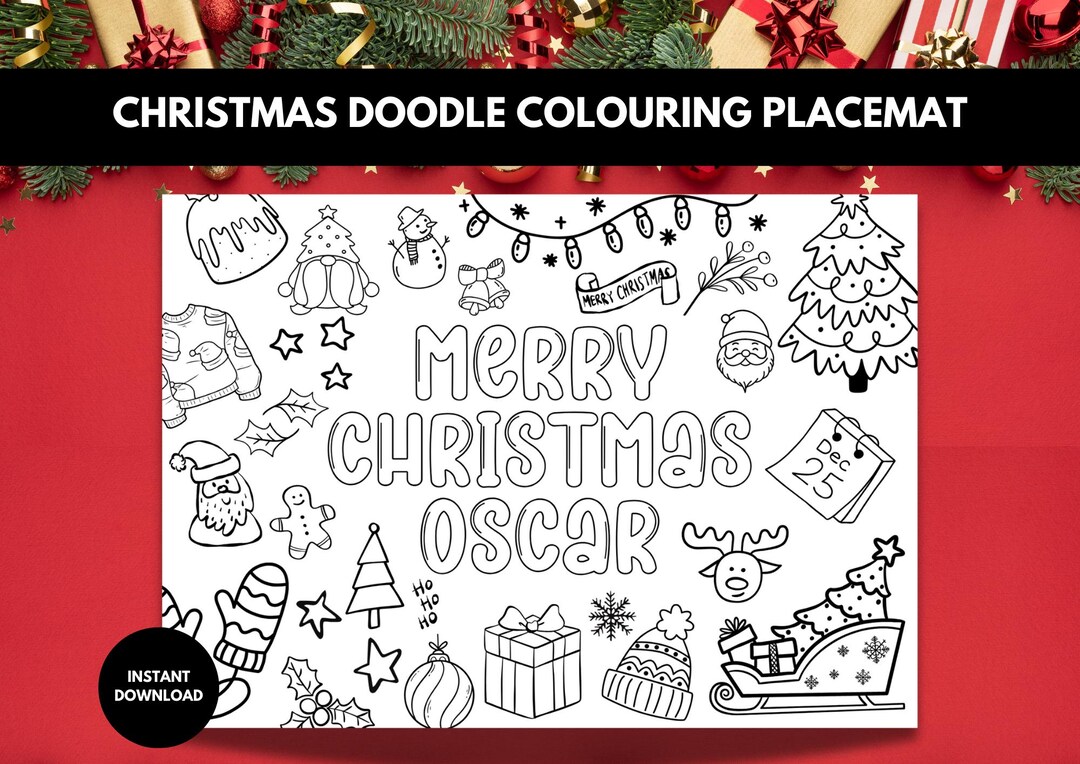Personalised Christmas Coloring Placemat, Christmas Eve Box, Christmas ...