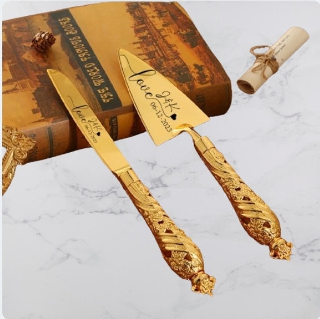 Customized Wedding Cake Knife, Luxury Engraved Wedding Knife and Set ...