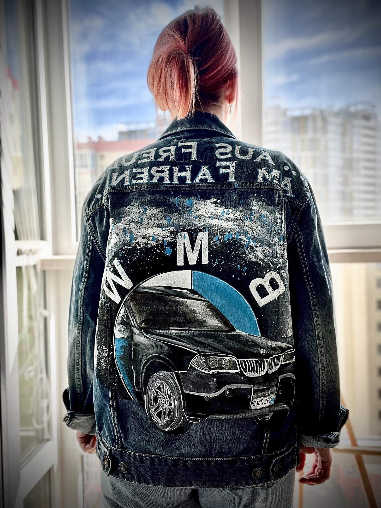 Custom Hand-painted Denim Jacket: BMW Car Enthusiast Gift - Etsy