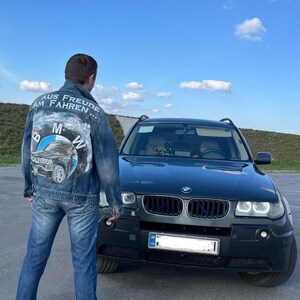 Hand Painted Denim Jacket for BMW Girl - Custom and Personalized Gift ...