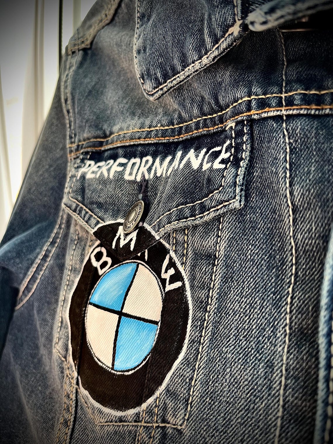 Custom Hand-painted Denim Jacket: BMW Car Enthusiast Gift - Etsy