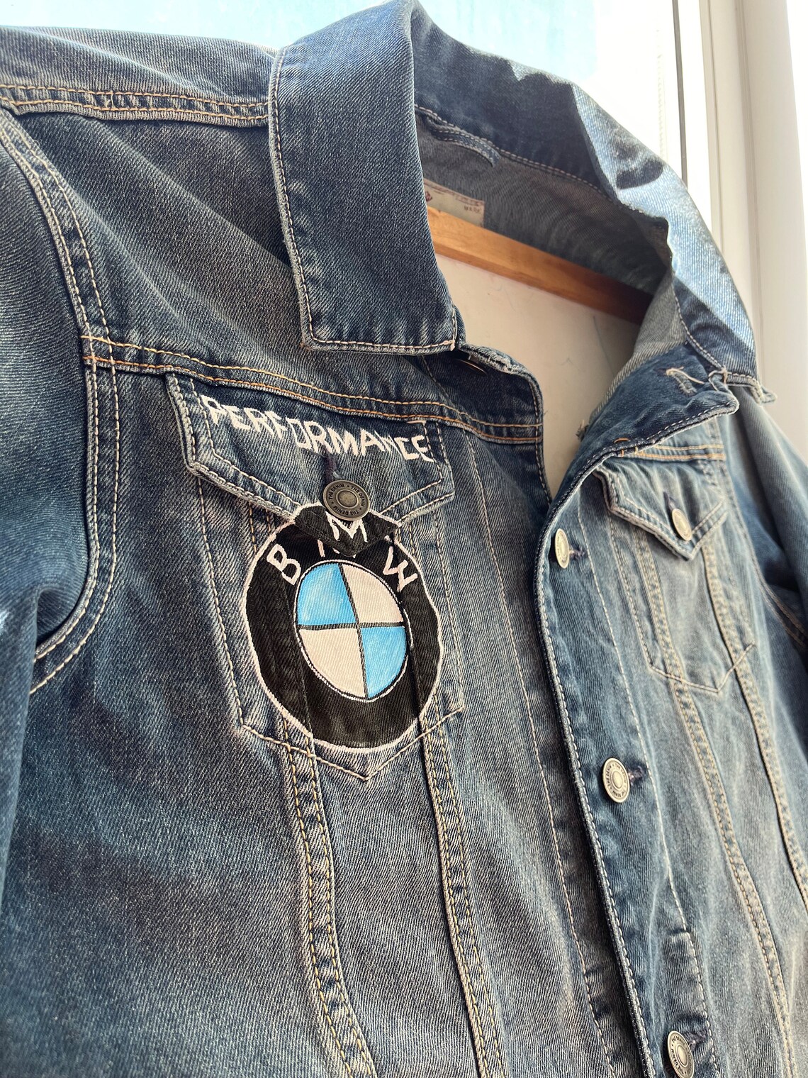 Custom Hand-painted Denim Jacket: BMW Car Enthusiast Gift - Etsy